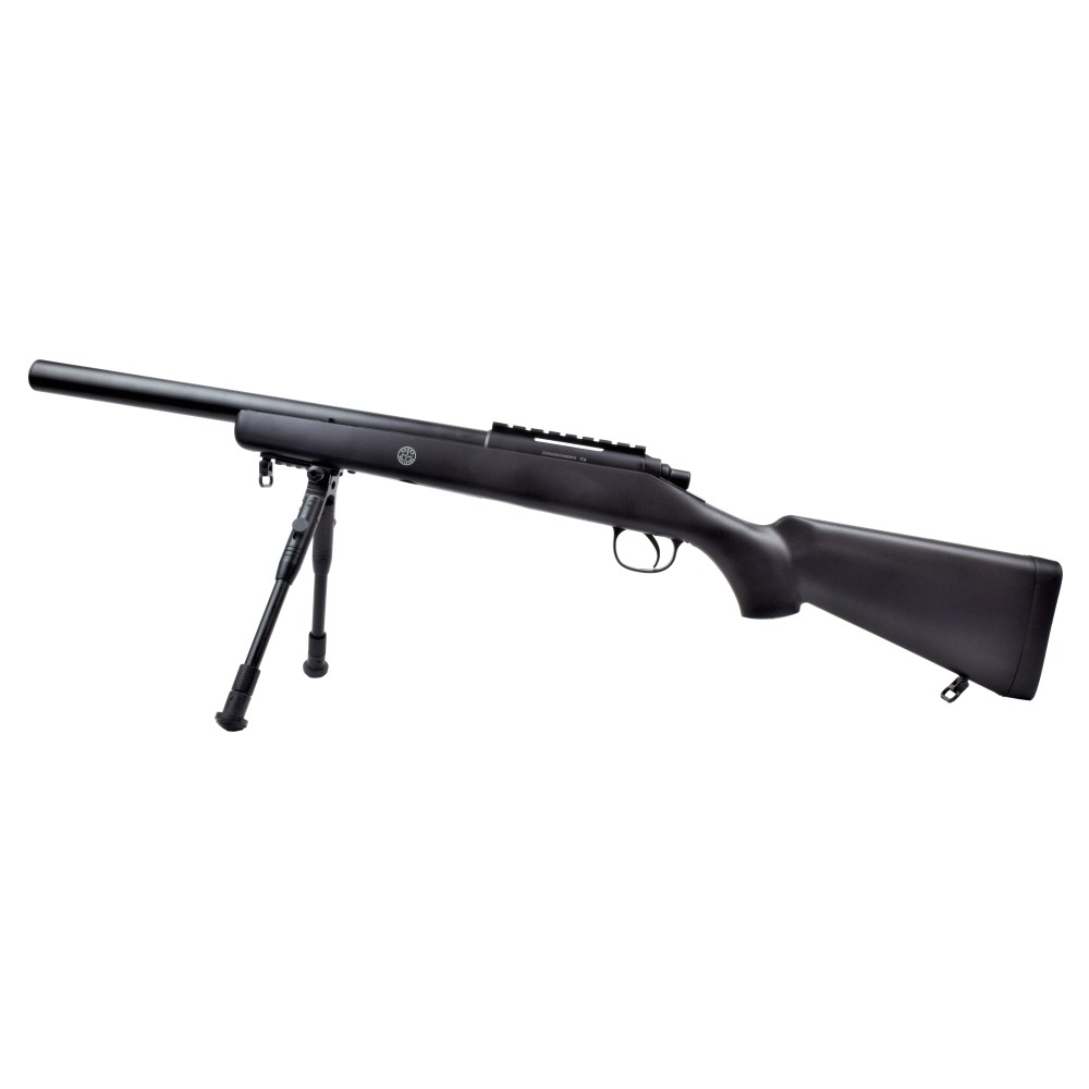 WELL SNIPER SPRING POWERED RIFLE WITH BIPOD BLACK (MB02BB) | Jolly Softair