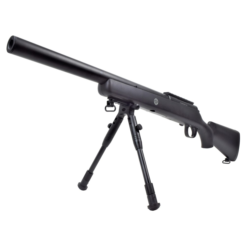 WELL SNIPER SPRING POWERED RIFLE WITH BIPOD BLACK (MB02BB) | Jolly Softair