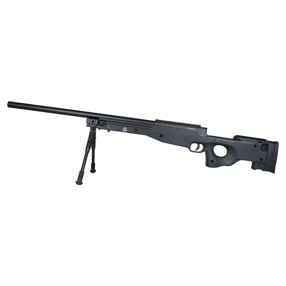 WELL SNIPER SPRING POWERED RIFLE WITH BIPOD BLACK (MB01B) | Jolly Softair