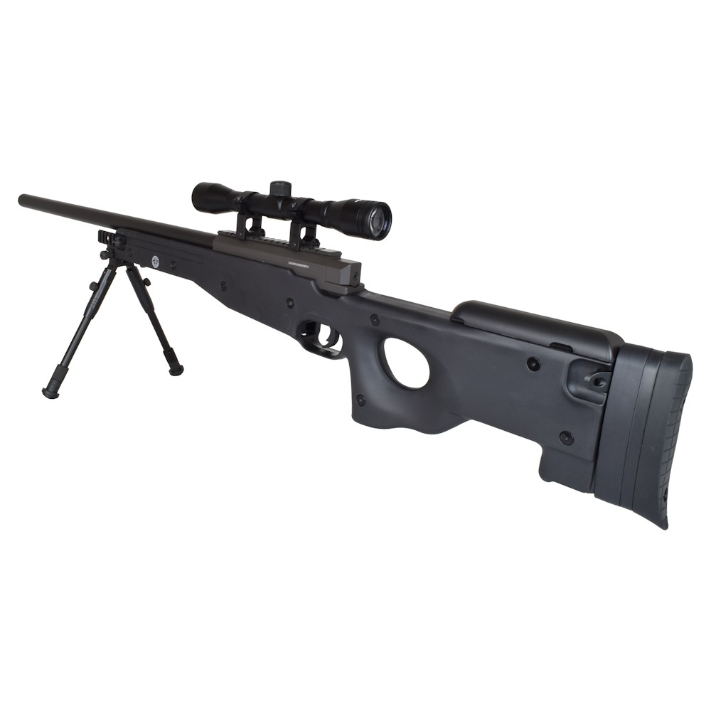 WELL SNIPER SPRING POWERED RIFLE WITH BIPOD AND 4X32 SCOPE BLACK ...