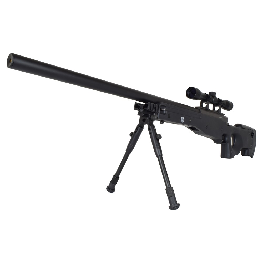 WELL SNIPER SPRING POWERED RIFLE WITH BIPOD AND 4X32 SCOPE BLACK ...