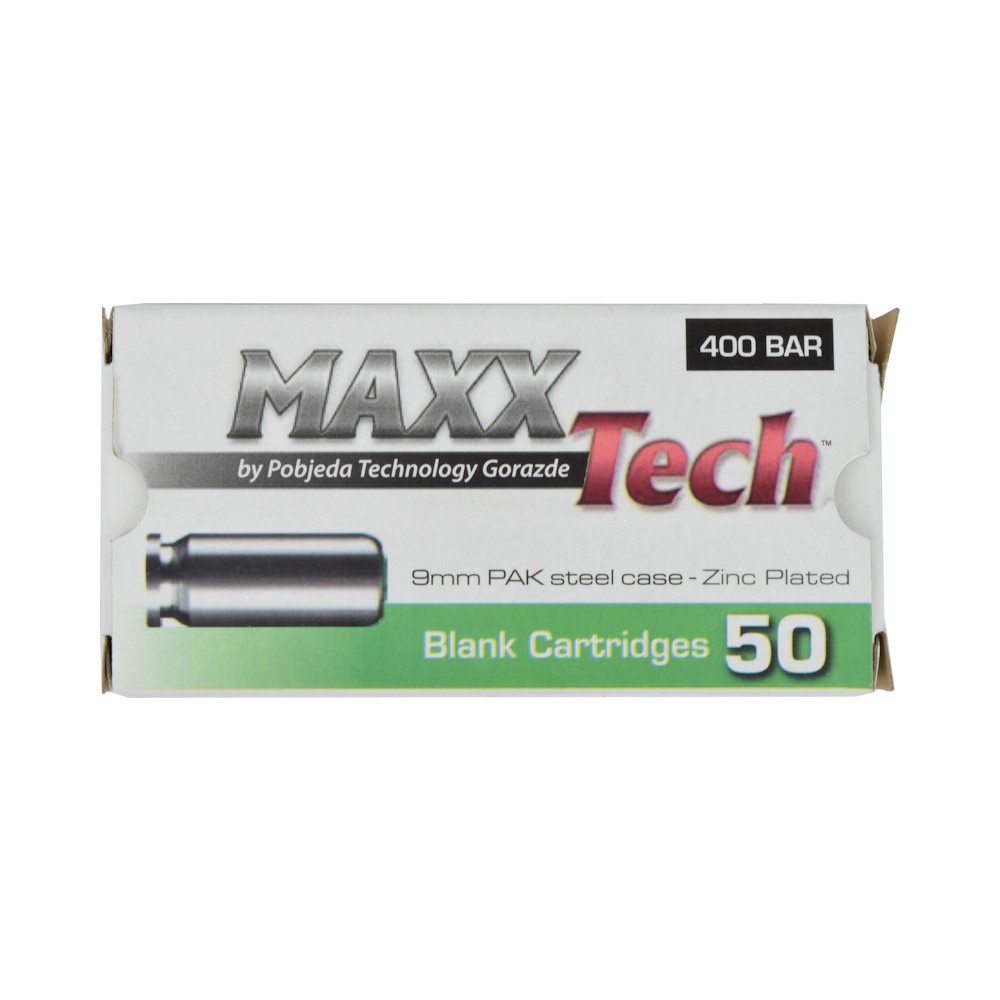 MAXX TECH BLANK CARTRIDGES CALIBER 9mm ZINC PLATED (MT9) | Jolly Softair