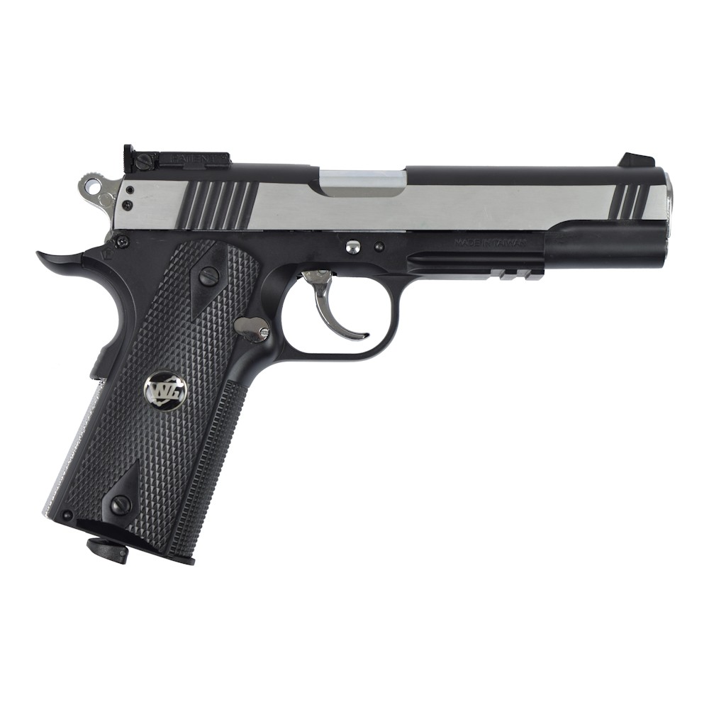 WIN GUN CO2 POWERED BLOWBACK PISTOL BLACK/SILVER (C 601BC) | Jolly Softair